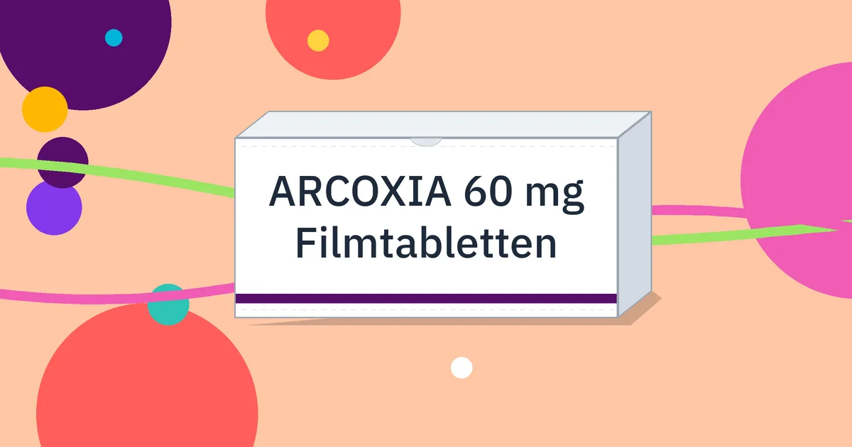 Symbolbild: Packung mit der Aufschrift ARCOXIA 60 mg Filmtabletten (PZN 11309657) – Verfügbarkeit und Bezug in Apotheken in Frankfurt am Main