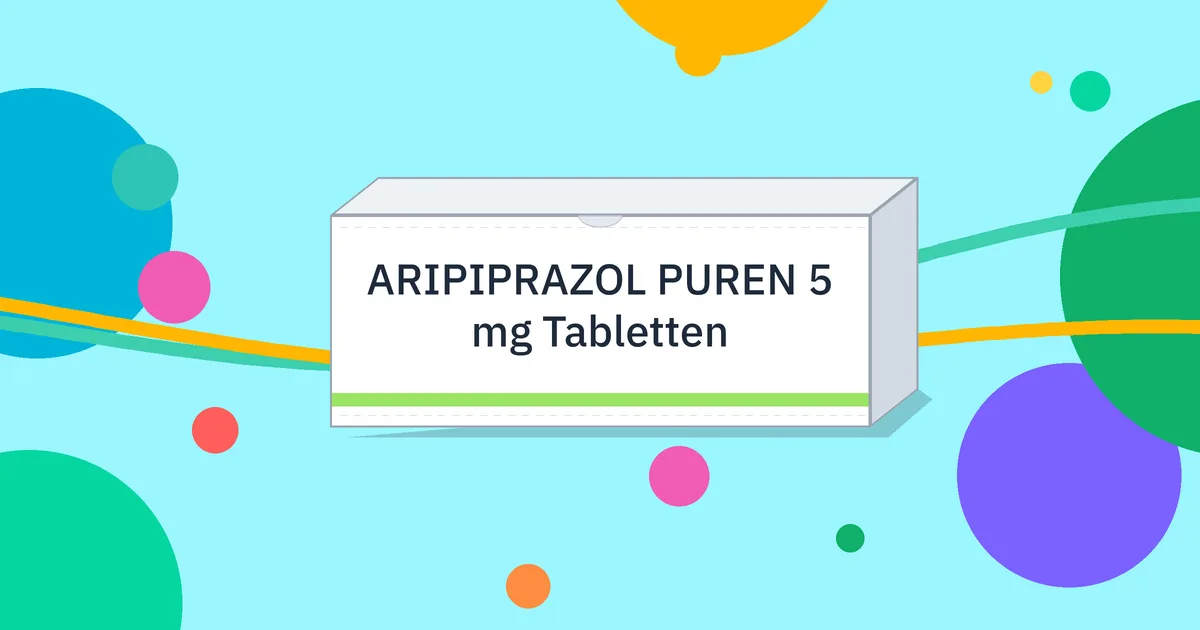 Symbolbild: Packung mit der Aufschrift ARIPIPRAZOL PUREN 5 mg Tabletten (PZN 10318950) – Verfügbarkeit und Bezug in Apotheken in Frankfurt am Main