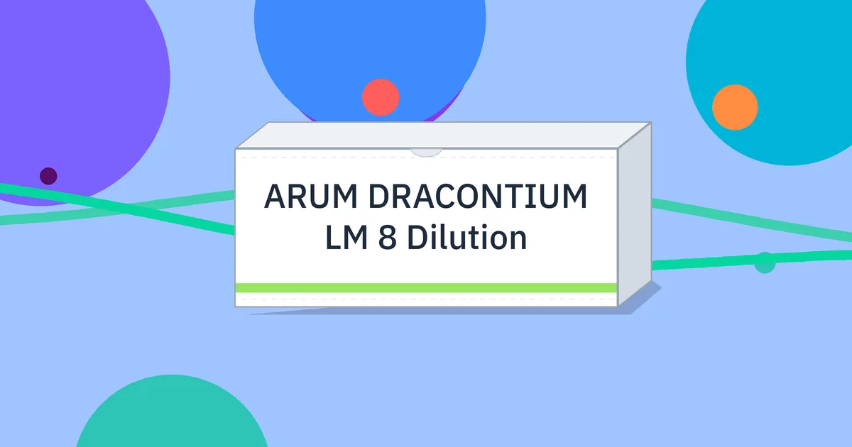 Symbolbild: Packung mit der Aufschrift ARUM DRACONTIUM LM 8 Dilution (PZN 13395075) – Verfügbarkeit und Bezug in Apotheken in Frankfurt am Main