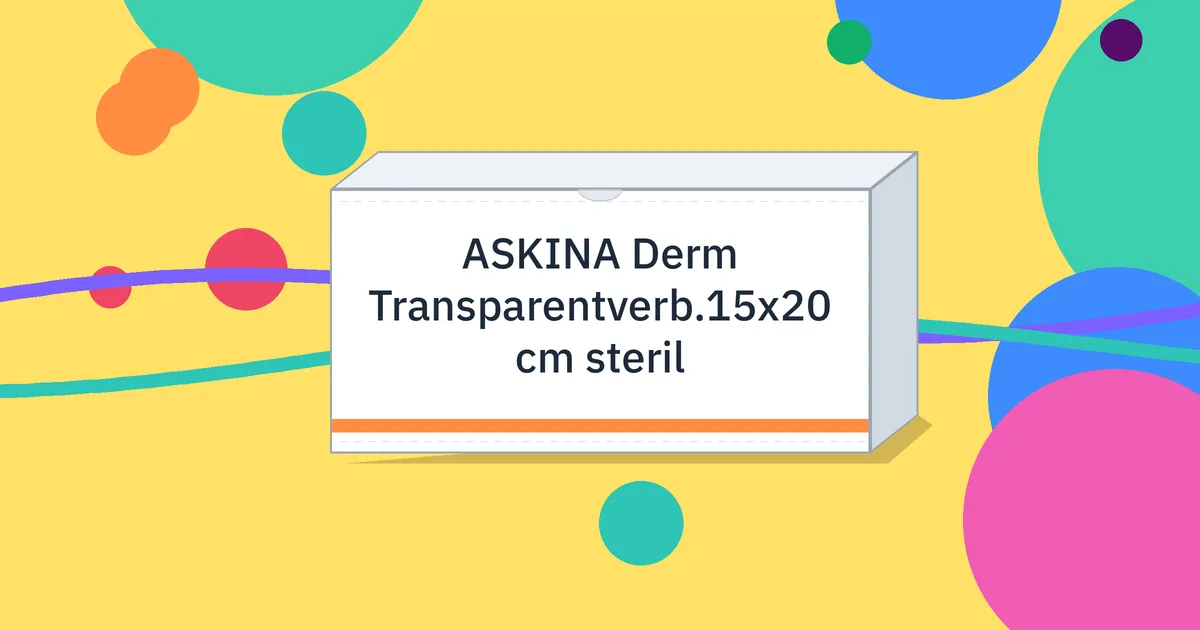 Symbolbild: Packung mit der Aufschrift ASKINA Derm Transparentverb.15x20 cm steril (PZN 07430123) – Verfügbarkeit und Bezug in Apotheken in Frankfurt am Main