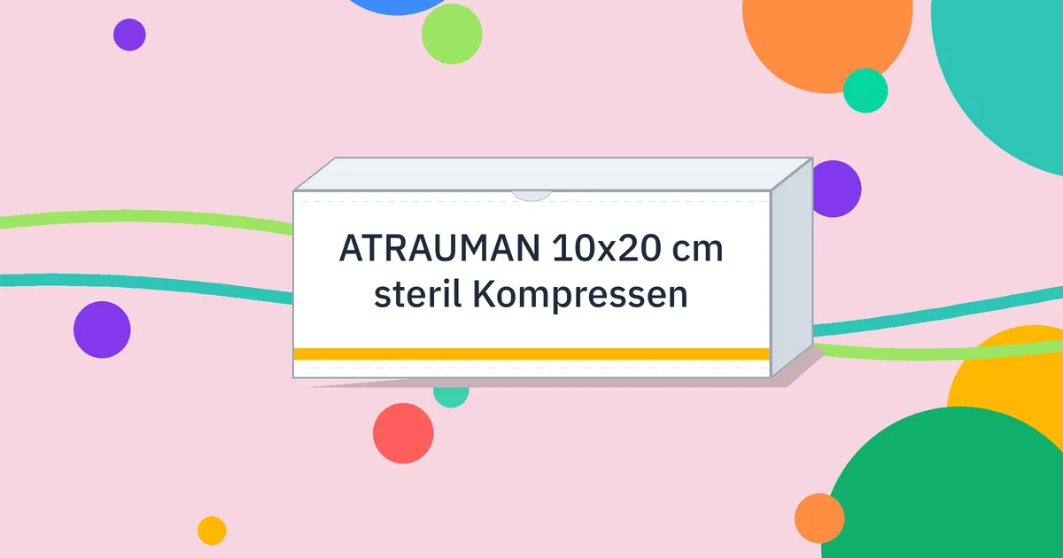 Symbolbild: Packung mit der Aufschrift ATRAUMAN 10x20 cm steril Kompressen (PZN 16515752) – Verfügbarkeit und Bezug in Apotheken in Frankfurt am Main