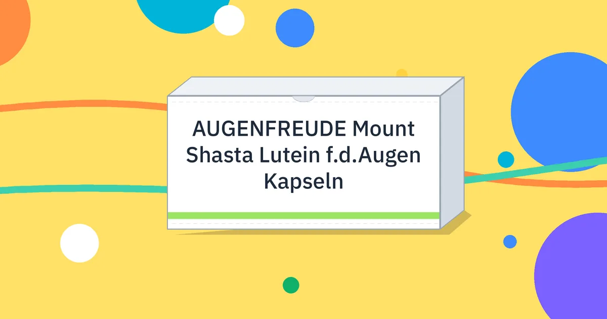 Symbolbild: Packung mit der Aufschrift AUGENFREUDE Mount Shasta Lutein f.d.Augen Kapseln (PZN 05374981) – Verfügbarkeit und Bezug in Apotheken in Frankfurt am Main
