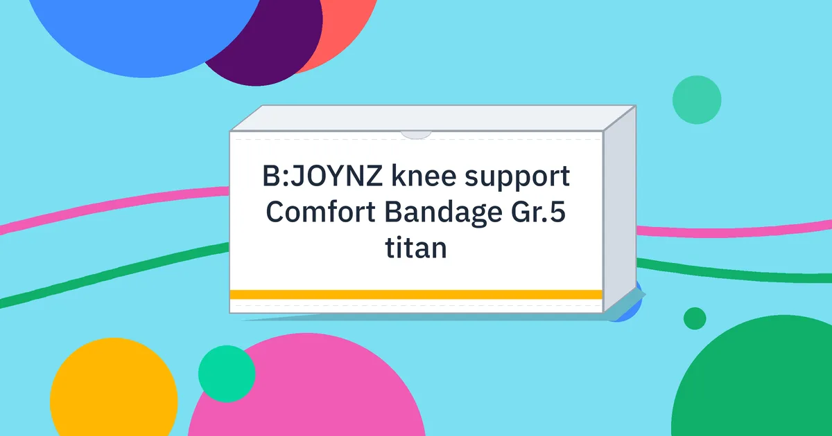 Symbolbild: Packung mit der Aufschrift B:JOYNZ knee support Comfort Bandage Gr.5 titan (PZN 20522344) – Verfügbarkeit und Bezug in Apotheken in Frankfurt am Main