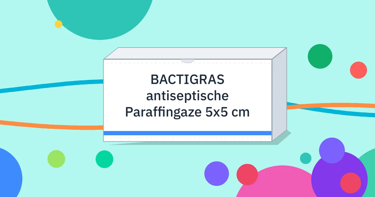 Symbolbild: Packung mit der Aufschrift BACTIGRAS antiseptische Paraffingaze 5x5 cm (PZN 08407362) – Verfügbarkeit und Bezug in Apotheken in Frankfurt am Main