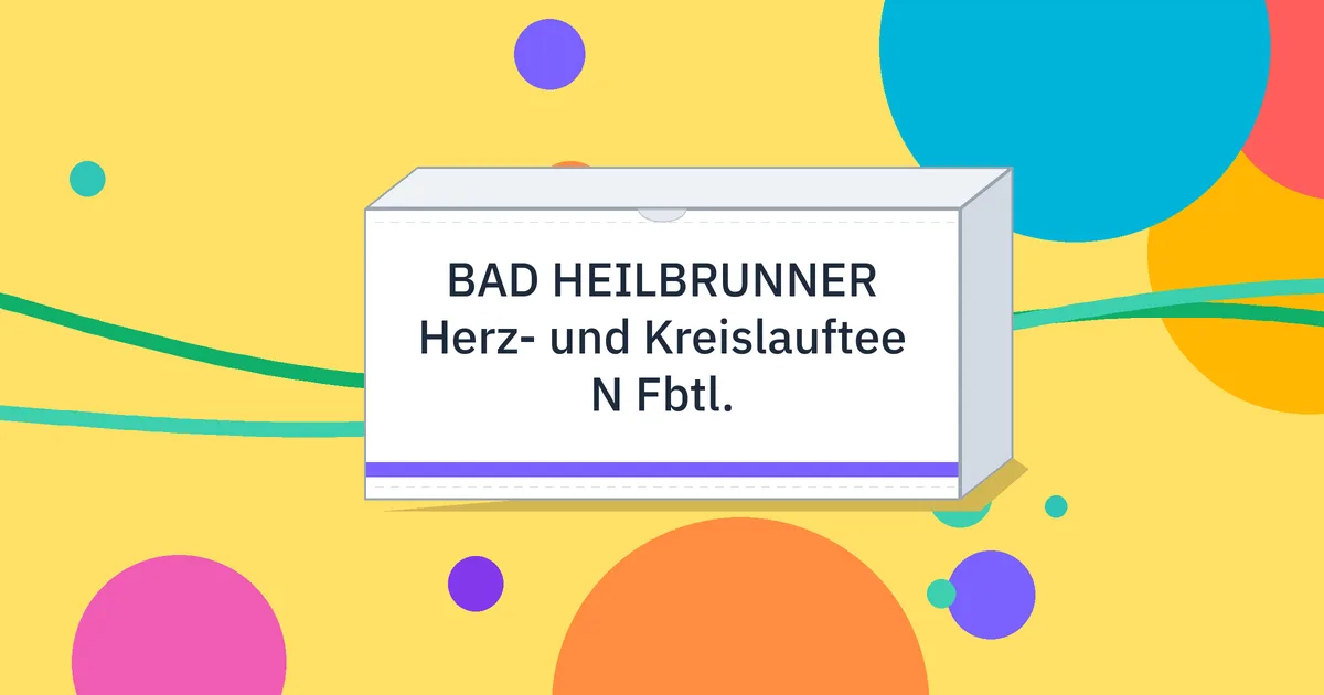 Symbolbild: Packung mit der Aufschrift BAD HEILBRUNNER Herz- und Kreislauftee N Fbtl. (PZN 07342376) – Verfügbarkeit und Bezug in Apotheken in Frankfurt am Main