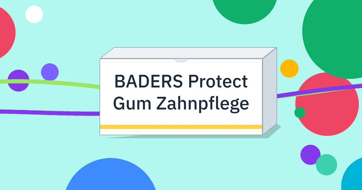 Symbolbild: Packung mit der Aufschrift BADERS Protect Gum Zahnpflege (PZN 15297201) – Verfügbarkeit und Bezug in Apotheken in Frankfurt am Main