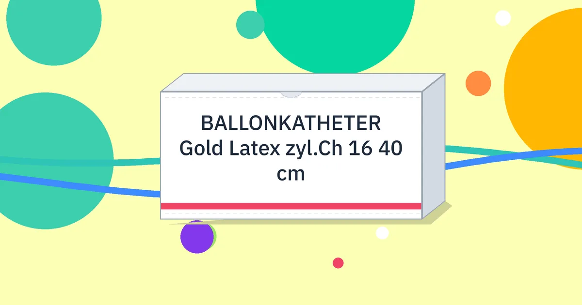 Symbolbild: Packung mit der Aufschrift BALLONKATHETER Gold Latex zyl.Ch 16 40 cm (PZN 05141604) – Verfügbarkeit und Bezug in Apotheken in Frankfurt am Main