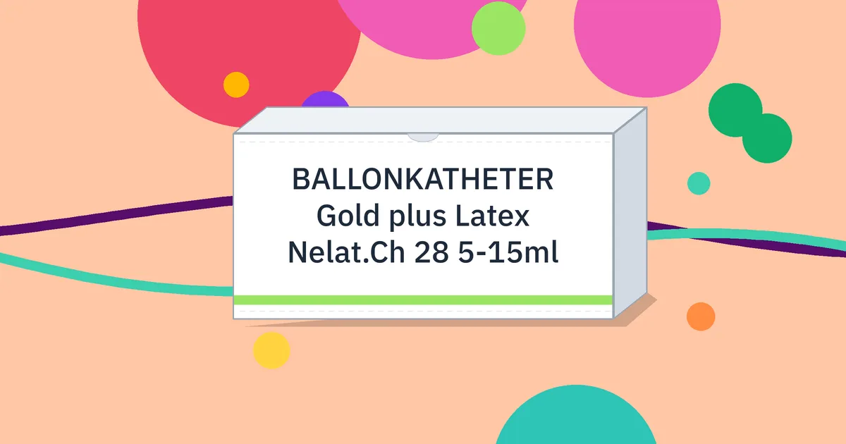 Symbolbild: Packung mit der Aufschrift BALLONKATHETER Gold plus Latex Nelat.Ch 28 5-15ml (PZN 04903667) – Verfügbarkeit und Bezug in Apotheken in Frankfurt am Main