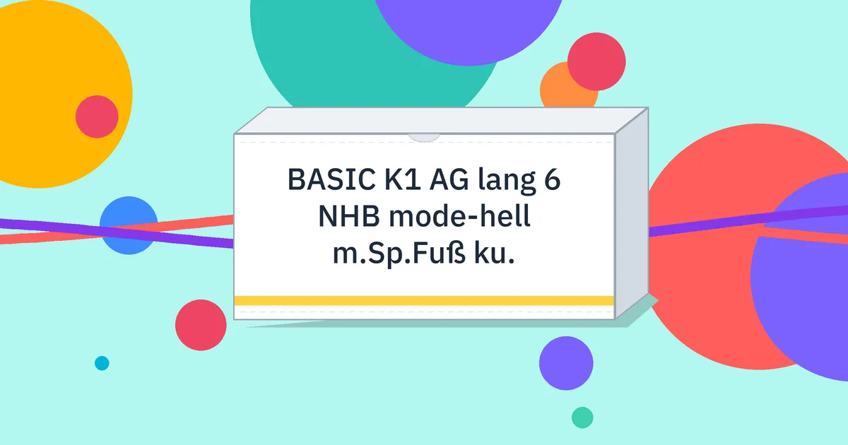 Symbolbild: Packung mit der Aufschrift BASIC K1 AG lang 6 NHB mode-hell m.Sp.Fuß ku. (PZN 20261783) – Verfügbarkeit und Bezug in Apotheken in Frankfurt am Main