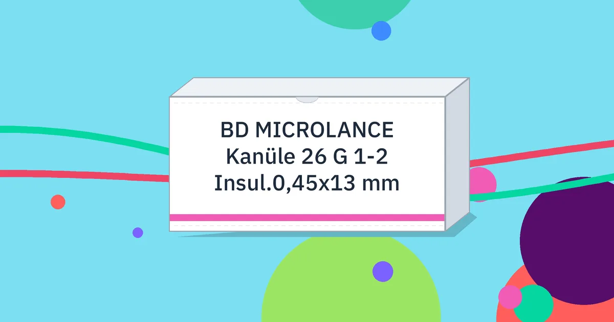 Symbolbild: Packung mit der Aufschrift BD MICROLANCE Kanüle 26 G 1-2 Insul.0,45x13 mm (PZN 16016368) – Verfügbarkeit und Bezug in Apotheken in Frankfurt am Main