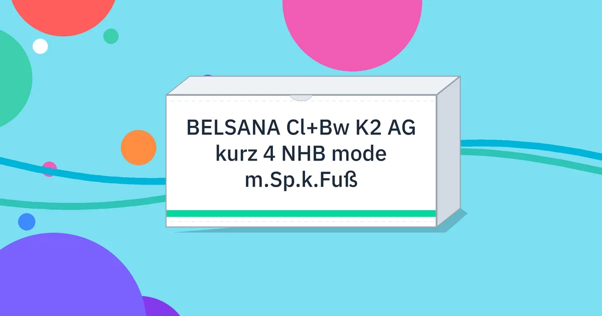 Symbolbild: Packung mit der Aufschrift BELSANA Cl+Bw K2 AG kurz 4 NHB mode m.Sp.k.Fuß (PZN 12247533) – Verfügbarkeit und Bezug in Apotheken in Frankfurt am Main