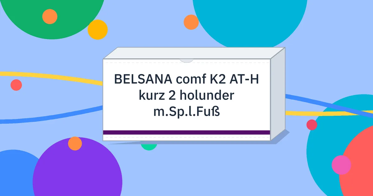 Symbolbild: Packung mit der Aufschrift BELSANA comf K2 AT-H kurz 2 holunder m.Sp.l.Fuß (PZN 12328645) – Verfügbarkeit und Bezug in Apotheken in Frankfurt am Main