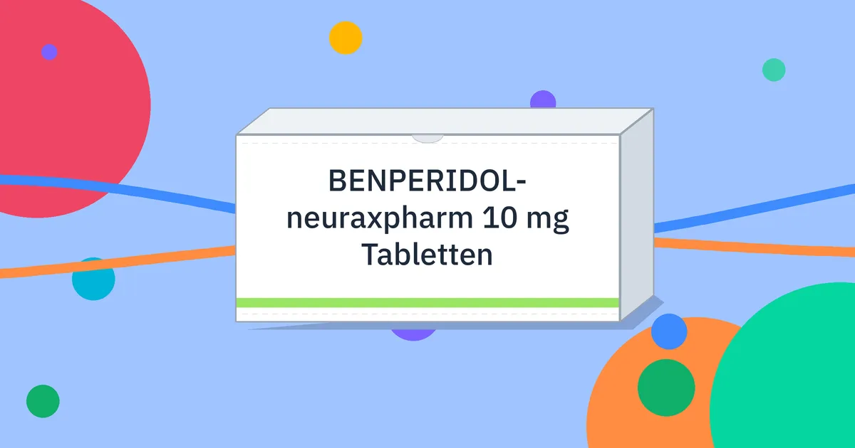 Symbolbild: Packung mit der Aufschrift BENPERIDOL-neuraxpharm 10 mg Tabletten (PZN 04463369) – Verfügbarkeit und Bezug in Apotheken in Frankfurt am Main