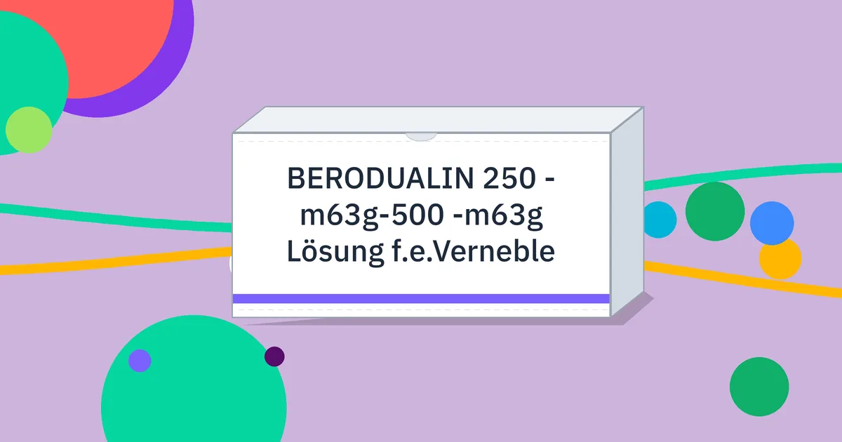 Symbolbild: Packung mit der Aufschrift BERODUALIN 250 -m63g-500 -m63g Lösung f.e.Verneble (PZN 20574157) – Verfügbarkeit und Bezug in Apotheken in Frankfurt am Main
