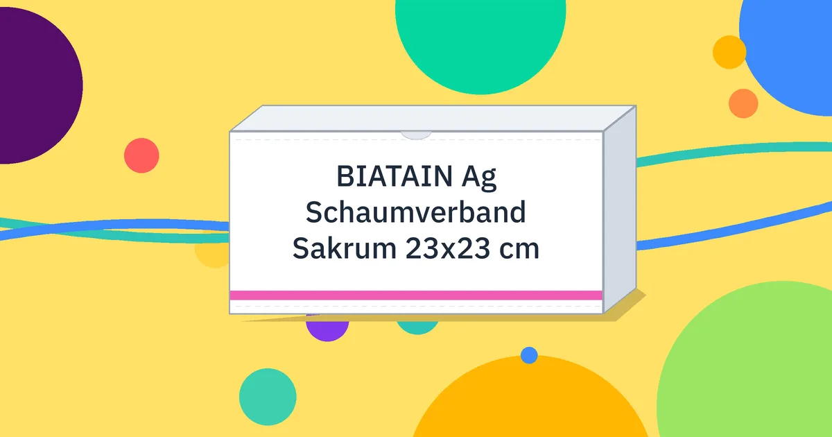 Symbolbild: Packung mit der Aufschrift BIATAIN Ag Schaumverband Sakrum 23x23 cm (PZN 11116964) – Verfügbarkeit und Bezug in Apotheken in Frankfurt am Main
