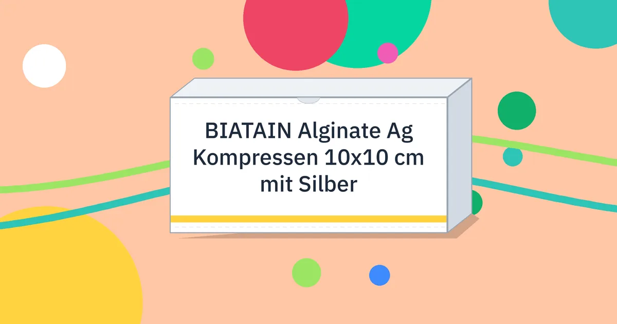 Symbolbild: Packung mit der Aufschrift BIATAIN Alginate Ag Kompressen 10x10 cm mit Silber (PZN 19373407) – Verfügbarkeit und Bezug in Apotheken in Frankfurt am Main