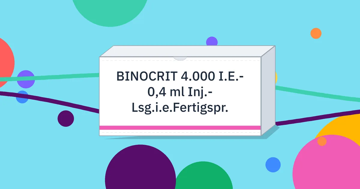 Symbolbild: Packung mit der Aufschrift BINOCRIT 4.000 I.E.-0,4 ml Inj.-Lsg.i.e.Fertigspr. (PZN 11542075) – Verfügbarkeit und Bezug in Apotheken in Frankfurt am Main