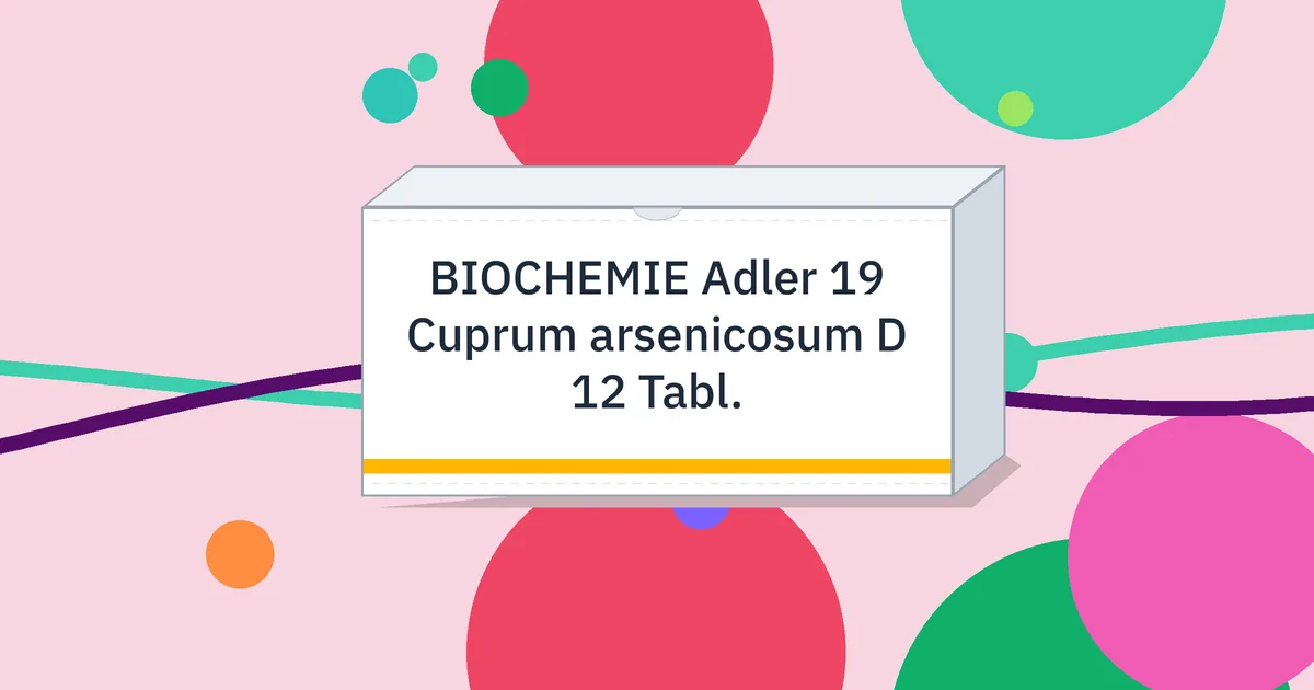 Symbolbild: Packung mit der Aufschrift BIOCHEMIE Adler 19 Cuprum arsenicosum D 12 Tabl. (PZN 02730352) – Verfügbarkeit und Bezug in Apotheken in Frankfurt am Main