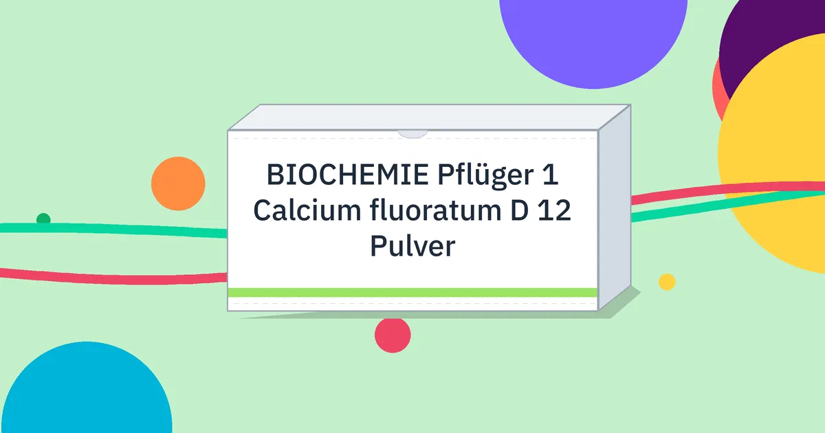 Symbolbild: Packung mit der Aufschrift BIOCHEMIE Pflüger 1 Calcium fluoratum D 12 Pulver (PZN 06323112) – Verfügbarkeit und Bezug in Apotheken in Frankfurt am Main