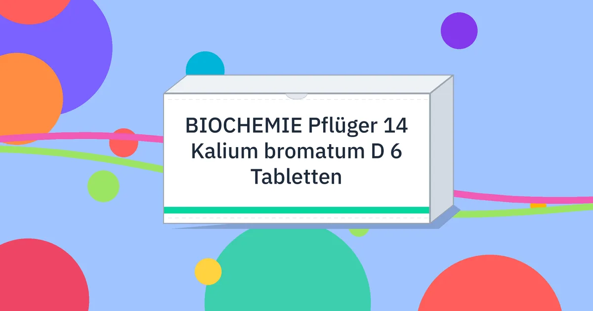 Symbolbild: Packung mit der Aufschrift BIOCHEMIE Pflüger 14 Kalium bromatum D 6 Tabletten (PZN 06321366) – Verfügbarkeit und Bezug in Apotheken in Frankfurt am Main