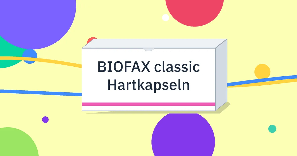 Symbolbild: Packung mit der Aufschrift BIOFAX classic Hartkapseln (PZN 02541071) – Verfügbarkeit und Bezug in Apotheken in Frankfurt am Main