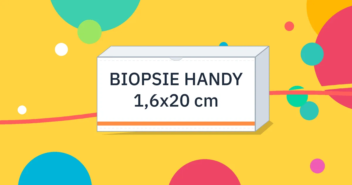 Symbolbild: Packung mit der Aufschrift BIOPSIE HANDY 1,6x20 cm (PZN 20085464) – Verfügbarkeit und Bezug in Apotheken in Frankfurt am Main