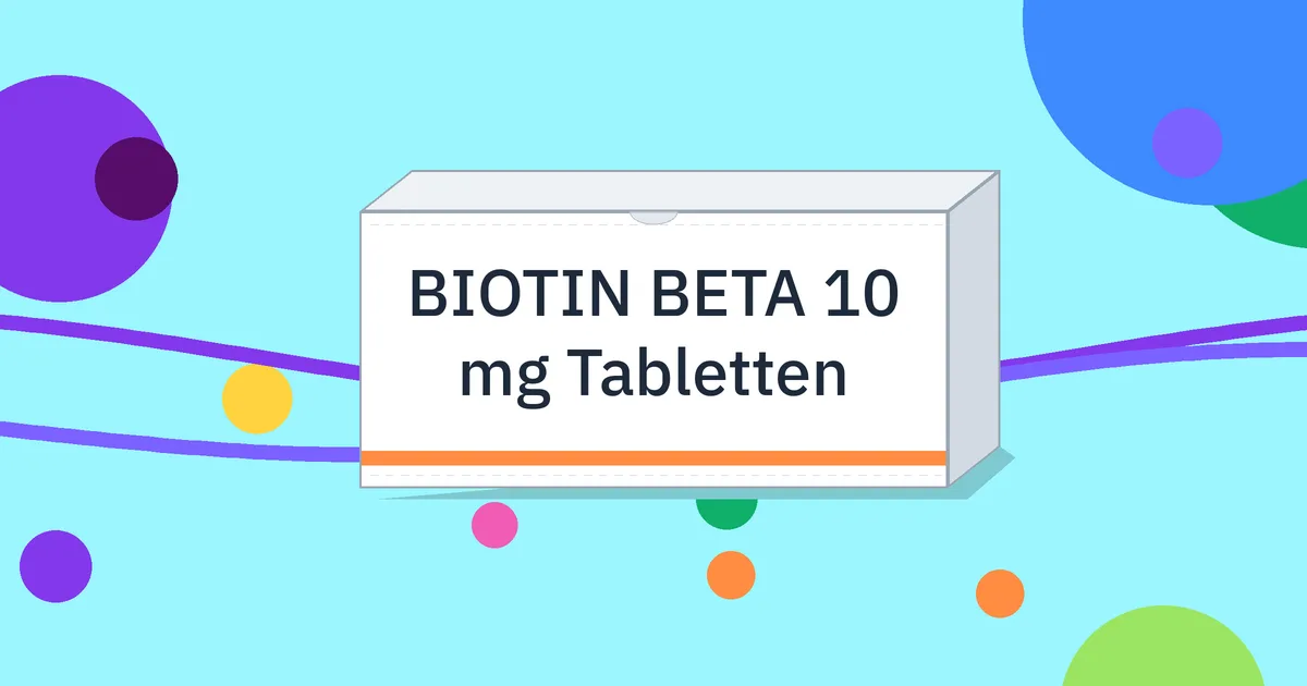 Symbolbild: Packung mit der Aufschrift BIOTIN BETA 10 mg Tabletten (PZN 17386943) – Verfügbarkeit und Bezug in Apotheken in Frankfurt am Main