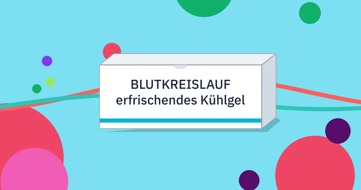 Symbolbild: Packung mit der Aufschrift BLUTKREISLAUF erfrischendes Kühlgel (PZN 18899515) – Verfügbarkeit und Bezug in Apotheken in Frankfurt am Main