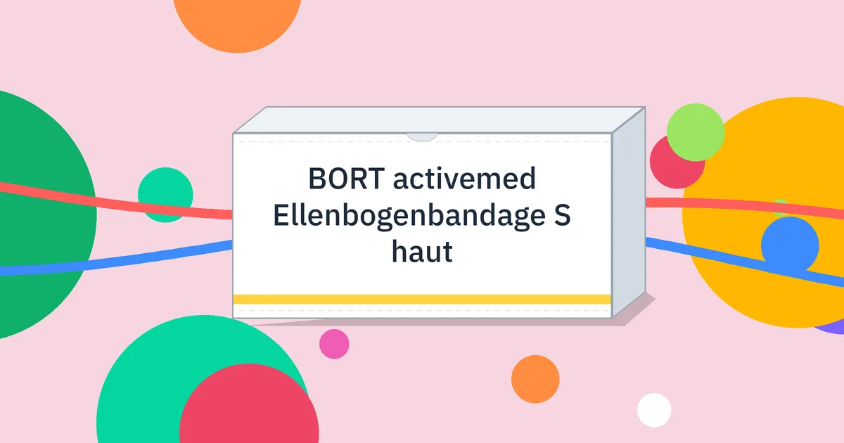 Symbolbild: Packung mit der Aufschrift BORT activemed Ellenbogenbandage S haut (PZN 10024355) – Verfügbarkeit und Bezug in Apotheken in Frankfurt am Main