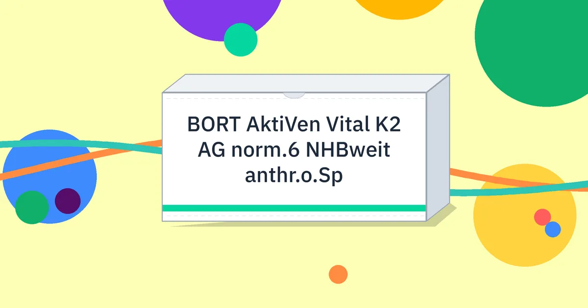 Symbolbild: Packung mit der Aufschrift BORT AktiVen Vital K2 AG norm.6 NHBweit anthr.o.Sp (PZN 13734347) – Verfügbarkeit und Bezug in Apotheken in Frankfurt am Main