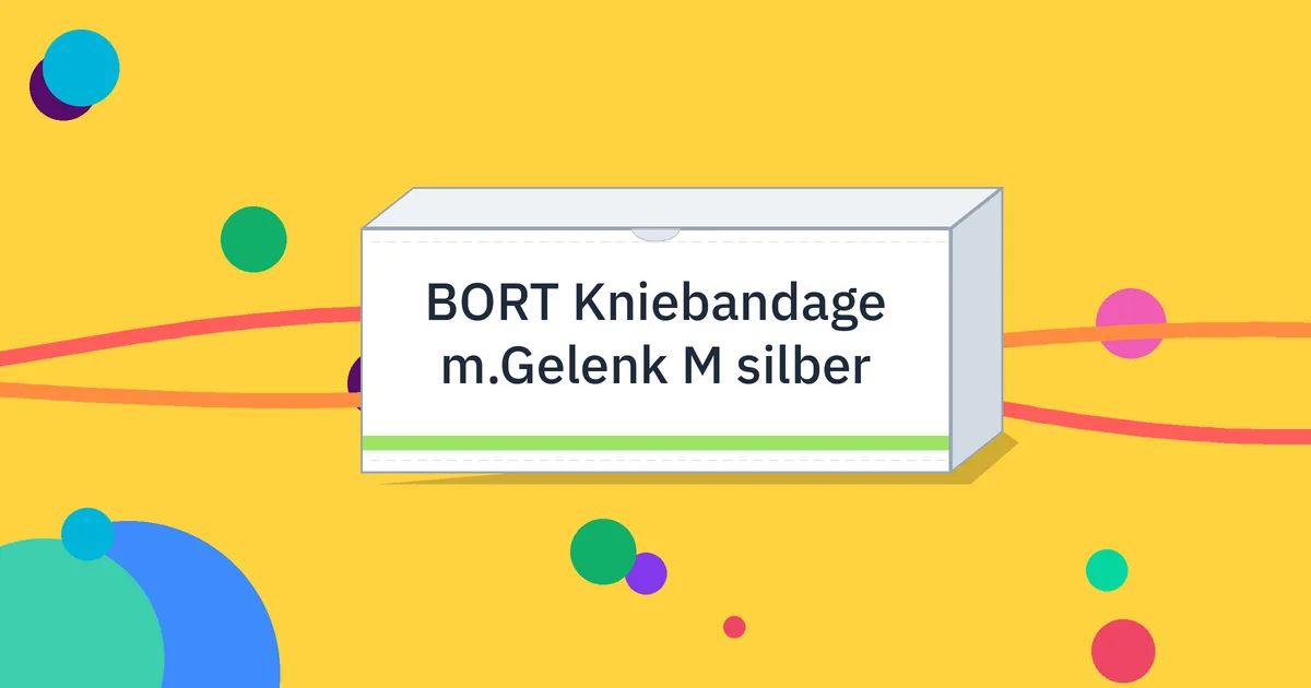 Symbolbild: Packung mit der Aufschrift BORT Kniebandage m.Gelenk M silber (PZN 04384196) – Verfügbarkeit und Bezug in Apotheken in Frankfurt am Main