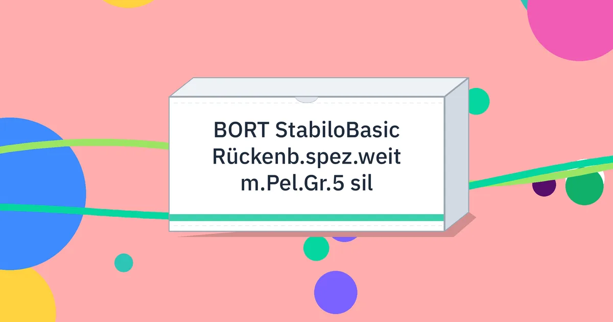 Symbolbild: Packung mit der Aufschrift BORT StabiloBasic Rückenb.spez.weit m.Pel.Gr.5 sil (PZN 19110903) – Verfügbarkeit und Bezug in Apotheken in Frankfurt am Main