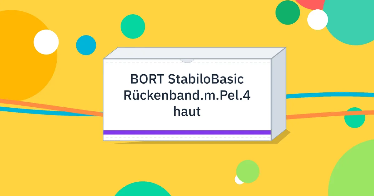 Symbolbild: Packung mit der Aufschrift BORT StabiloBasic Rückenband.m.Pel.4 haut (PZN 05872319) – Verfügbarkeit und Bezug in Apotheken in Frankfurt am Main