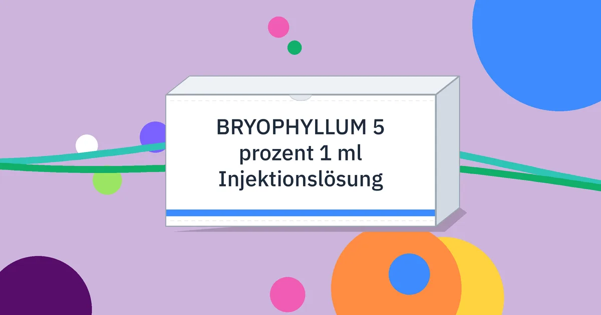 Symbolbild: Packung mit der Aufschrift BRYOPHYLLUM 5 prozent 1 ml Injektionslösung (PZN 01755829) – Verfügbarkeit und Bezug in Apotheken in Frankfurt am Main