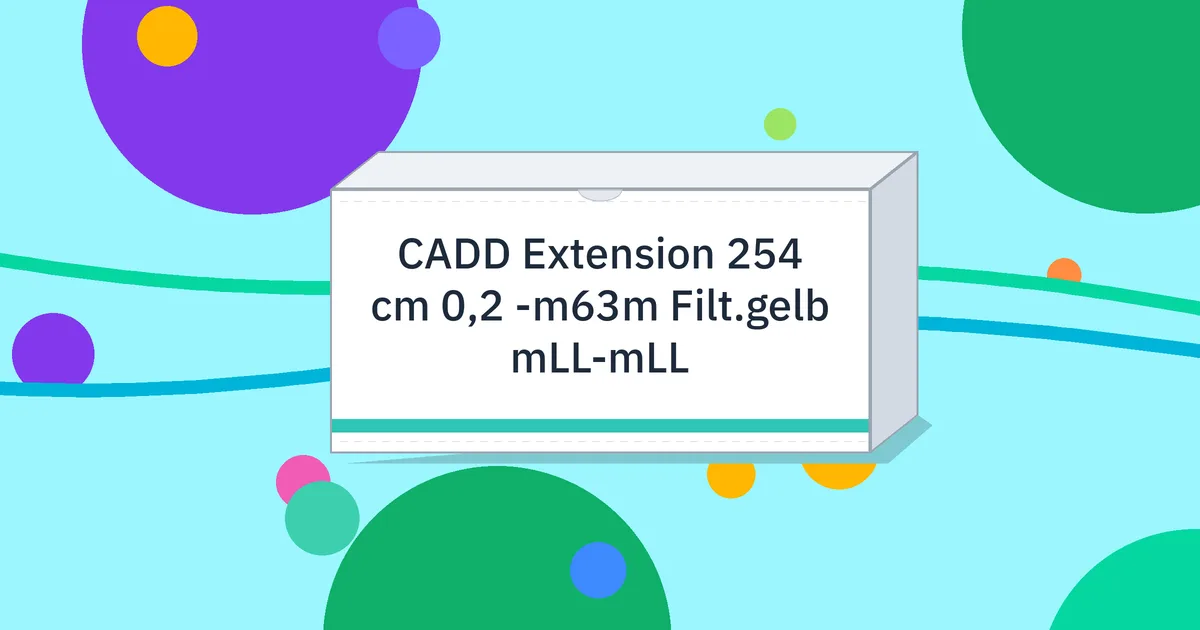 Symbolbild: Packung mit der Aufschrift CADD Extension 254 cm 0,2 -m63m Filt.gelb mLL-mLL (PZN 16786155) – Verfügbarkeit und Bezug in Apotheken in Frankfurt am Main