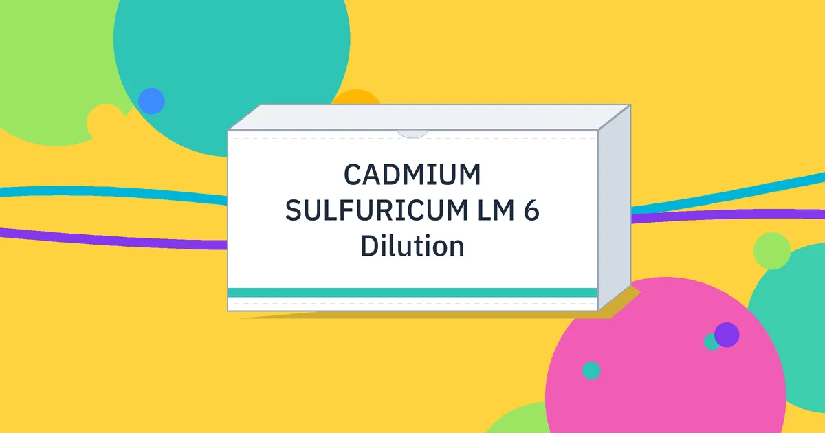 Symbolbild: Packung mit der Aufschrift CADMIUM SULFURICUM LM 6 Dilution (PZN 09649653) – Verfügbarkeit und Bezug in Apotheken in Frankfurt am Main