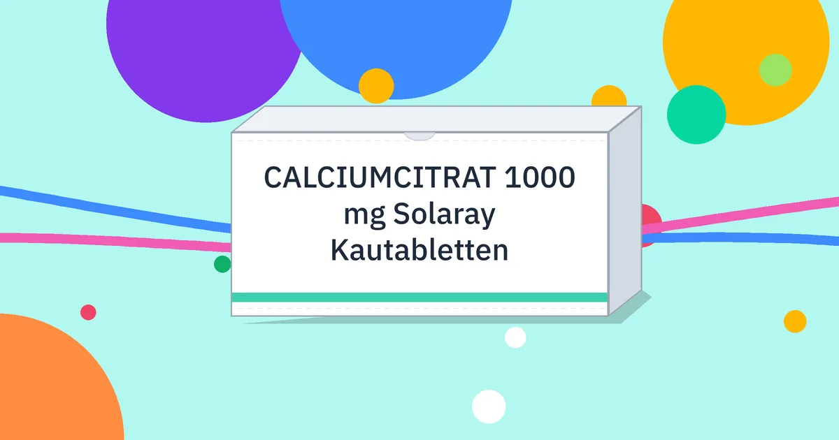 Symbolbild: Packung mit der Aufschrift CALCIUMCITRAT 1000 mg Solaray Kautabletten (PZN 17253610) – Verfügbarkeit und Bezug in Apotheken in Frankfurt am Main