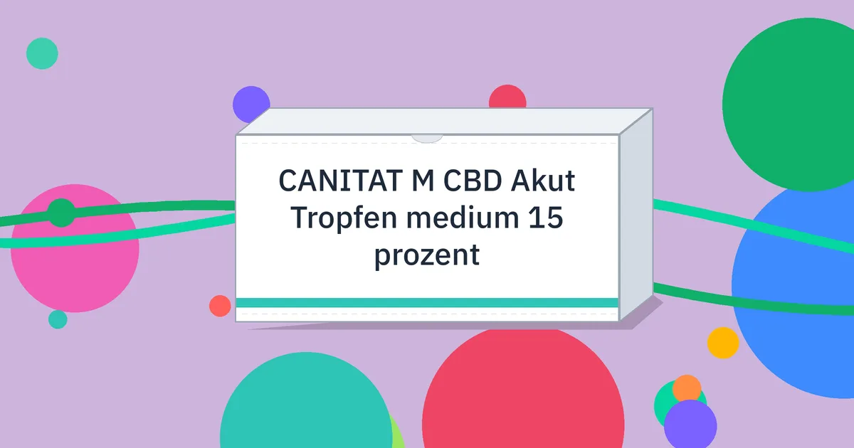 Symbolbild: Packung mit der Aufschrift CANITAT M CBD Akut Tropfen medium 15 prozent (PZN 16349839) – Verfügbarkeit und Bezug in Apotheken in Frankfurt am Main