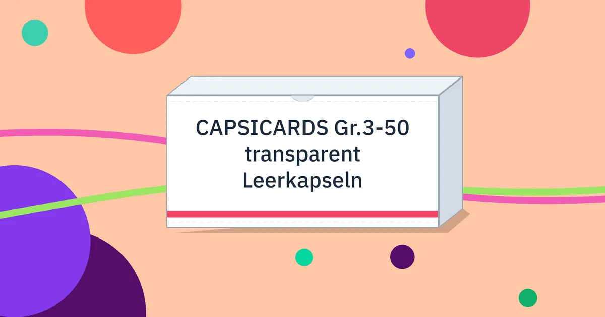 Symbolbild: Packung mit der Aufschrift CAPSICARDS Gr.3-50 transparent Leerkapseln (PZN 10999915) – Verfügbarkeit und Bezug in Apotheken in Frankfurt am Main