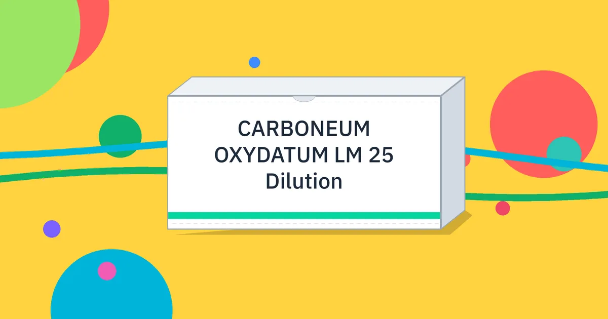 Symbolbild: Packung mit der Aufschrift CARBONEUM OXYDATUM LM 25 Dilution (PZN 13428828) – Verfügbarkeit und Bezug in Apotheken in Frankfurt am Main
