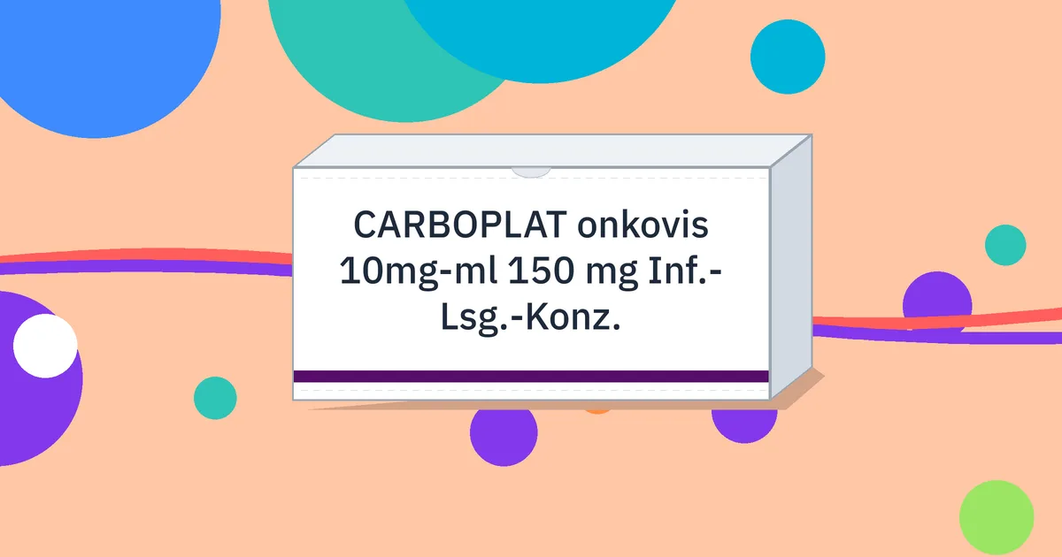 Symbolbild: Packung mit der Aufschrift CARBOPLAT onkovis 10mg-ml 150 mg Inf.-Lsg.-Konz. (PZN 07009323) – Verfügbarkeit und Bezug in Apotheken in Frankfurt am Main