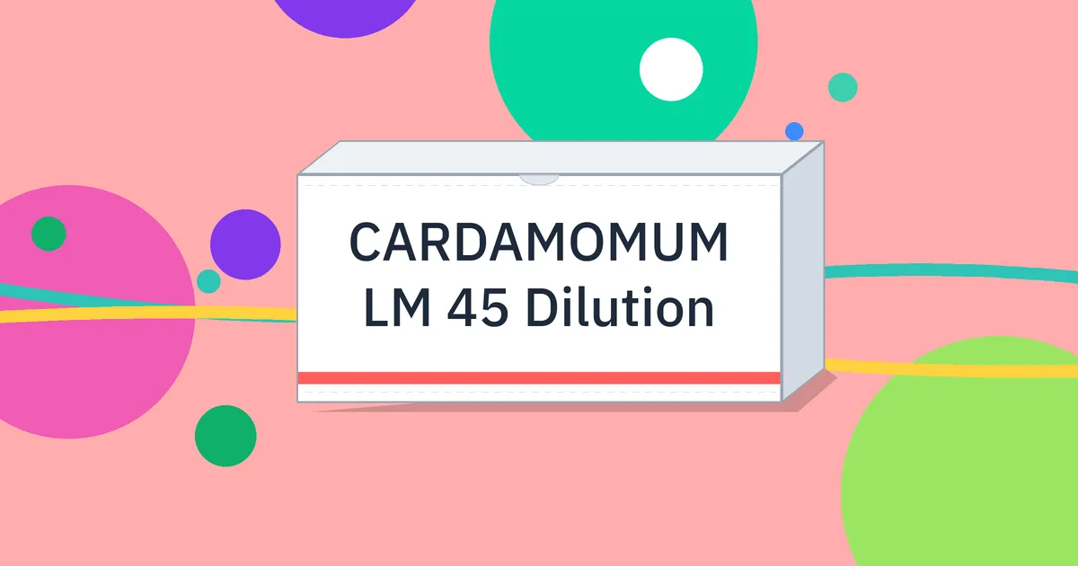 Symbolbild: Packung mit der Aufschrift CARDAMOMUM LM 45 Dilution (PZN 13429851) – Verfügbarkeit und Bezug in Apotheken in Frankfurt am Main
