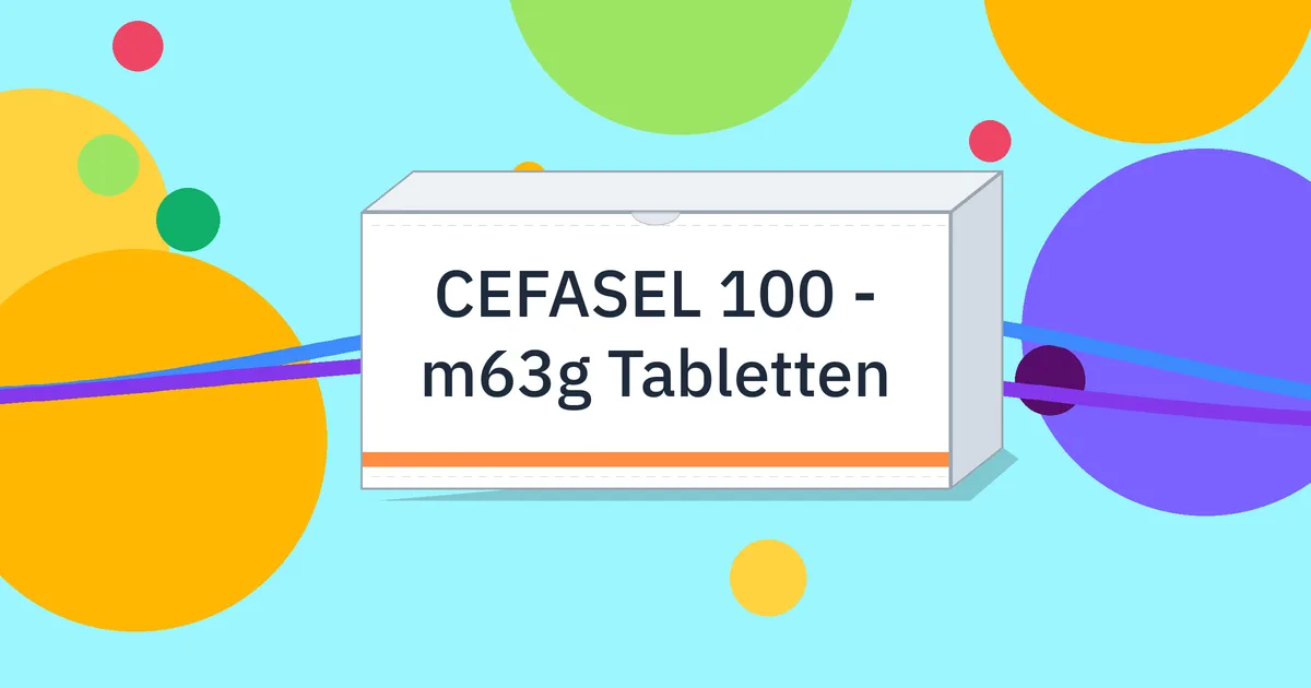 Symbolbild: Packung mit der Aufschrift CEFASEL 100 -m63g Tabletten (PZN 16390316) – Verfügbarkeit und Bezug in Apotheken in Frankfurt am Main
