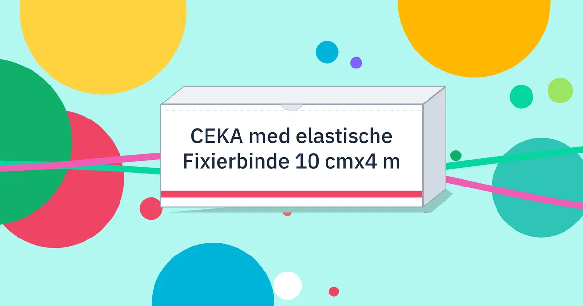 Symbolbild: Packung mit der Aufschrift CEKA med elastische Fixierbinde 10 cmx4 m (PZN 18450821) – Verfügbarkeit und Bezug in Apotheken in Frankfurt am Main