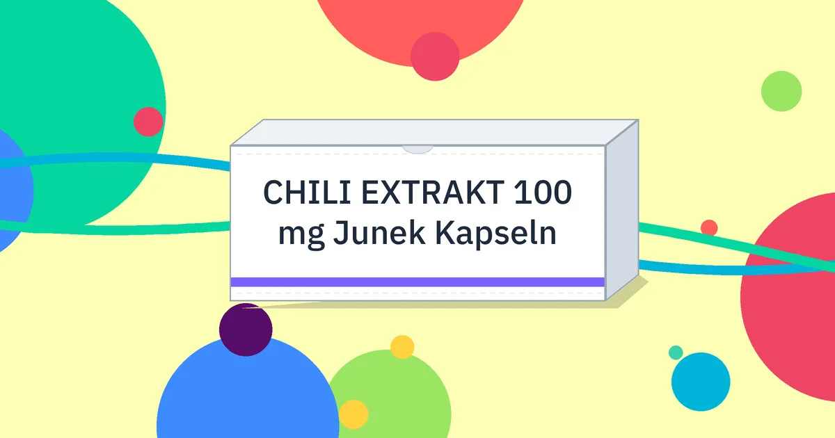 Symbolbild: Packung mit der Aufschrift CHILI EXTRAKT 100 mg Junek Kapseln (PZN 10396915) – Verfügbarkeit und Bezug in Apotheken in Frankfurt am Main