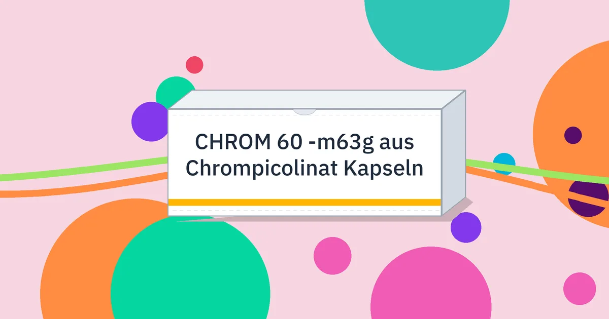 Symbolbild: Packung mit der Aufschrift CHROM 60 -m63g aus Chrompicolinat Kapseln (PZN 12546342) – Verfügbarkeit und Bezug in Apotheken in Frankfurt am Main