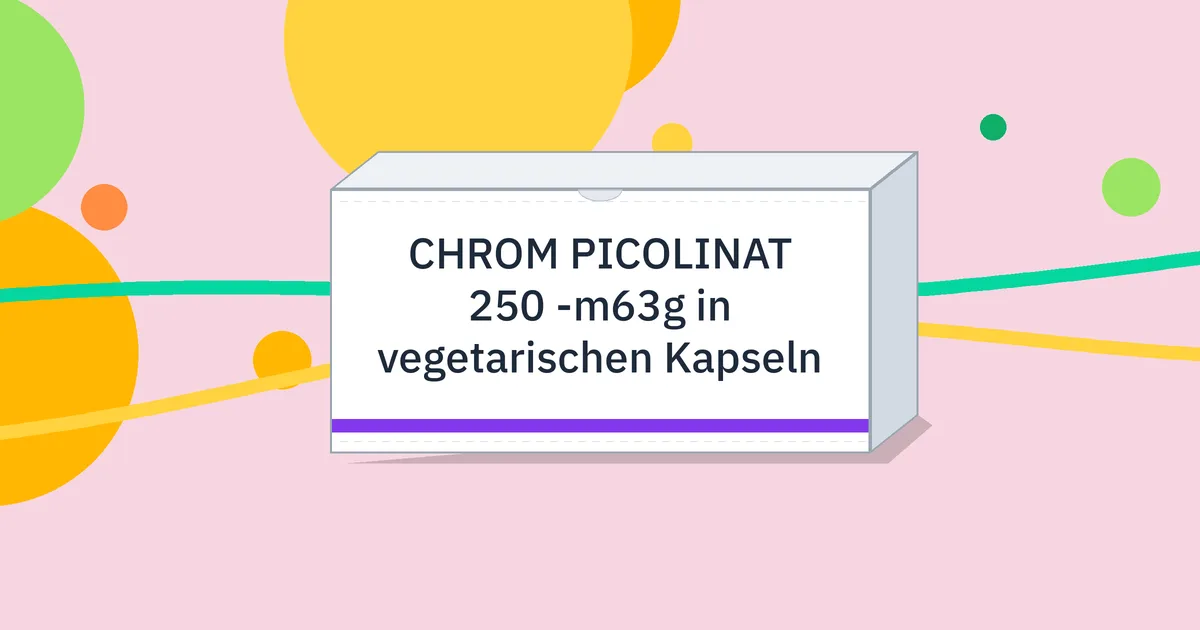 Symbolbild: Packung mit der Aufschrift CHROM PICOLINAT 250 -m63g in vegetarischen Kapseln (PZN 13253010) – Verfügbarkeit und Bezug in Apotheken in Frankfurt am Main