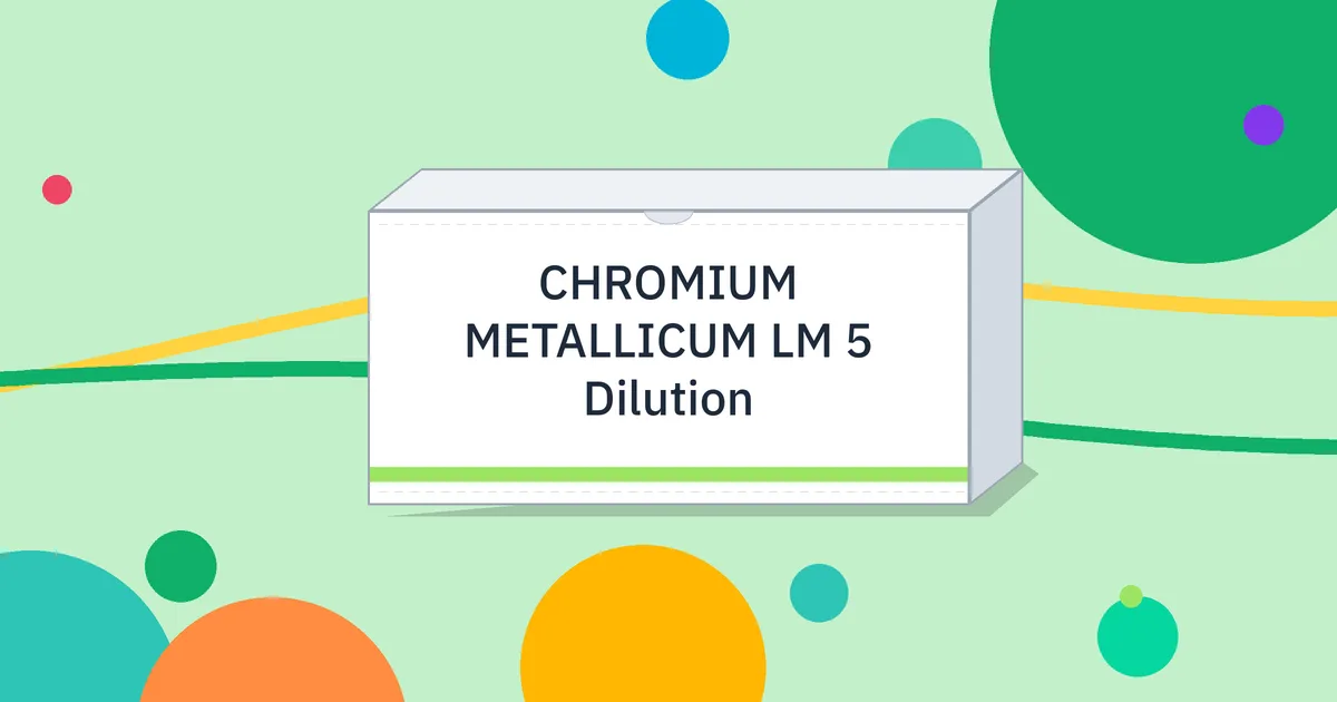 Symbolbild: Packung mit der Aufschrift CHROMIUM METALLICUM LM 5 Dilution (PZN 12817717) – Verfügbarkeit und Bezug in Apotheken in Frankfurt am Main