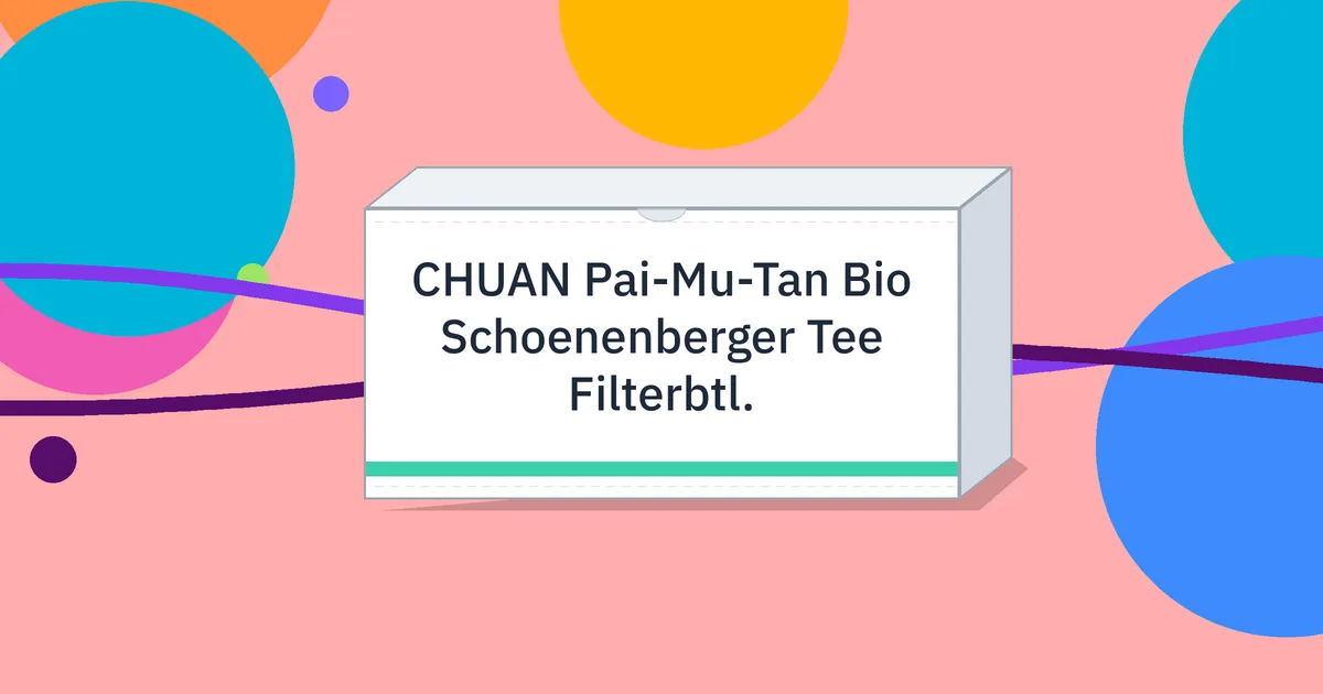 Symbolbild: Packung mit der Aufschrift CHUAN Pai-Mu-Tan Bio Schoenenberger Tee Filterbtl. (PZN 18138271) – Verfügbarkeit und Bezug in Apotheken in Frankfurt am Main