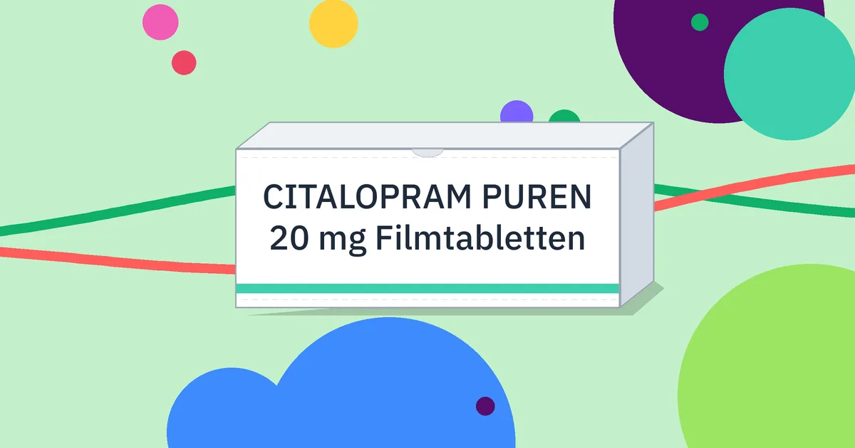 Symbolbild: Packung mit der Aufschrift CITALOPRAM PUREN 20 mg Filmtabletten (PZN 15616735) – Verfügbarkeit und Bezug in Apotheken in Frankfurt am Main